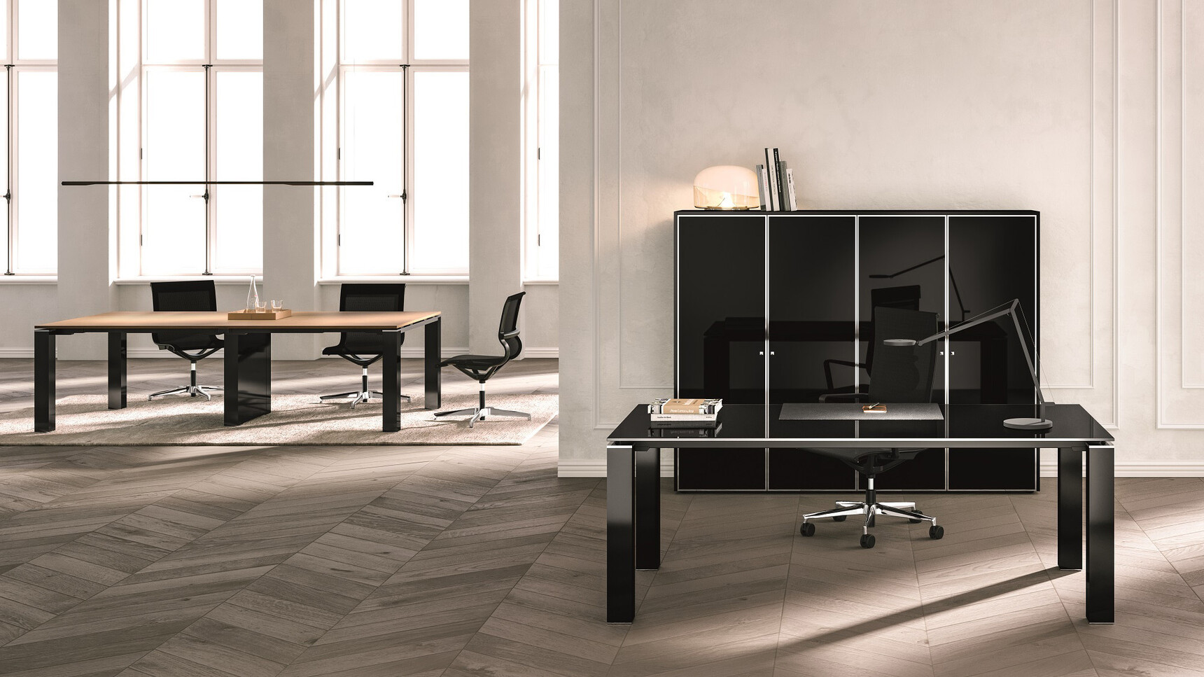 Bralco Jet Evo Glass Managerial Office Desk | Hunts Office