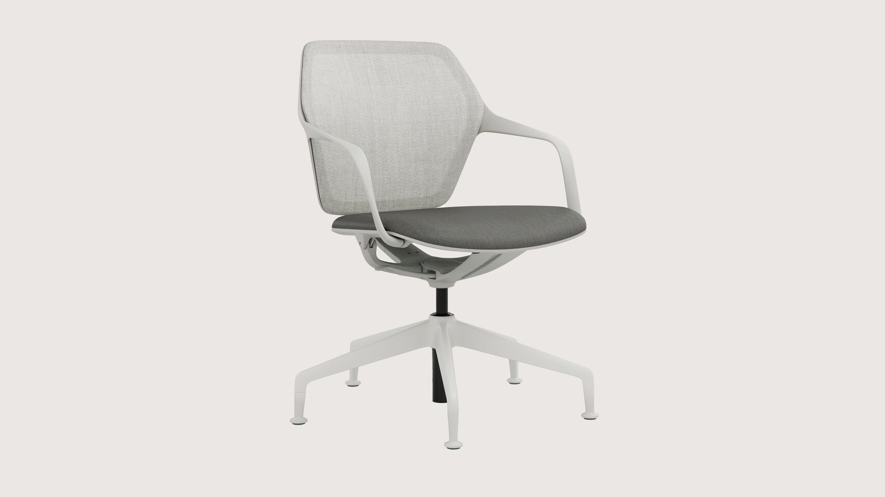Brunner Ray Work Swivel Chair With Armrests On Glides Mesh Back With Upholstered Seat